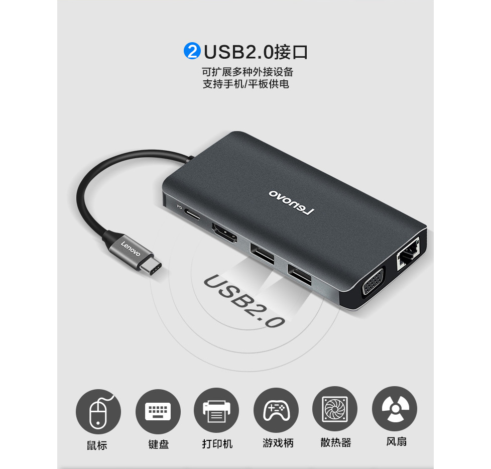 联想USB-C拓展坞 LX0801_多少钱_参数_图片_价格_用户评价_联想商城
