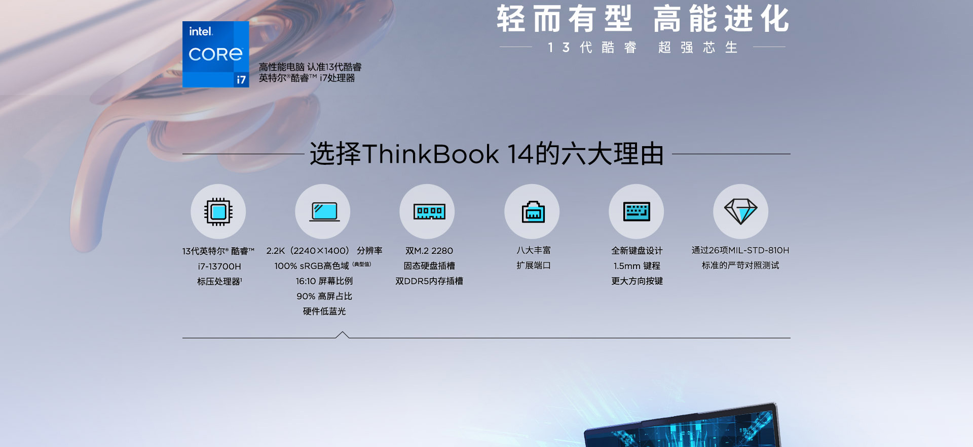 ThinkBook 14 2023 英特尔酷睿i7 锐智系创造本 6MCD_多少钱_参数_图片_价格_用户评价_联想商城
