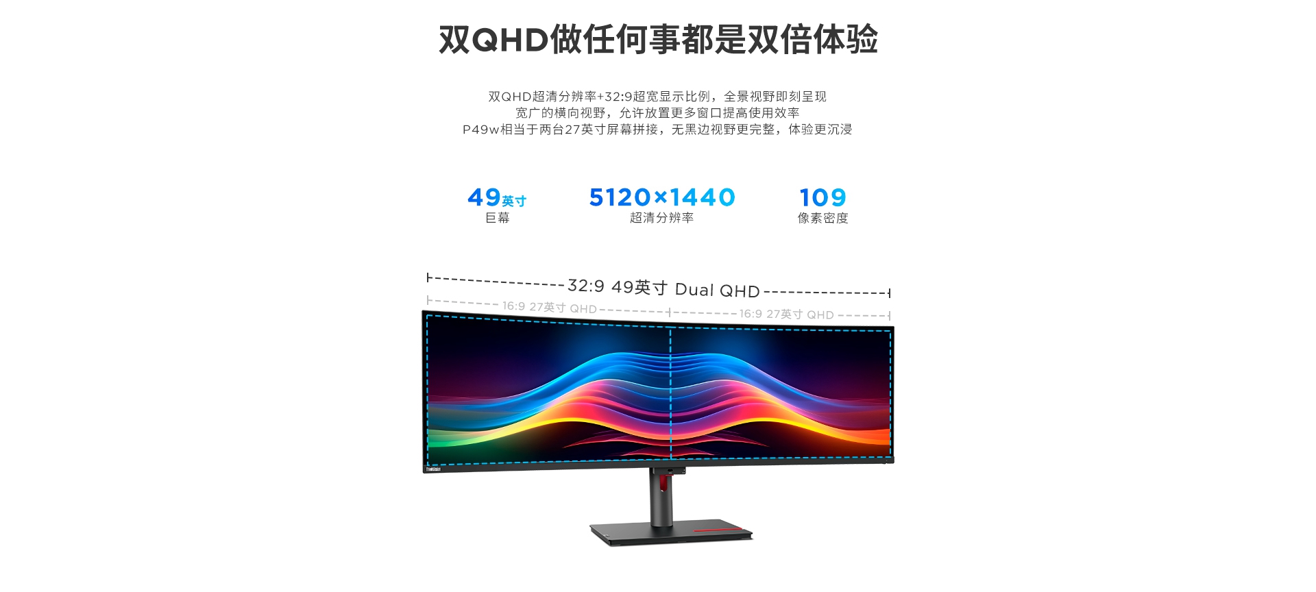 联想/ThinkVision 49英寸超宽曲面屏显示器 P49w-30