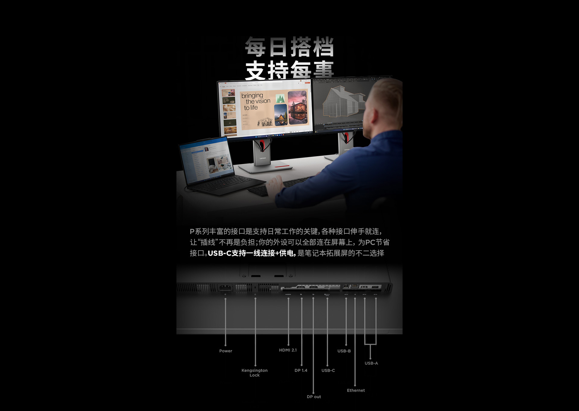 【旗舰办公】联想ThinkVision P27QD-40 27英寸2K硬件护眼真彩全面屏显示器_多少钱_参数_图片_价格_用户评价_联想商城